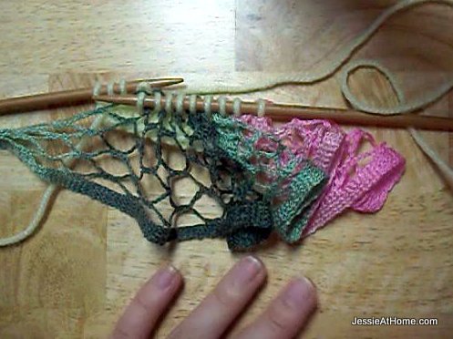 Adding Net Yarn to the Knit Side of Your Work - Jessie At Home