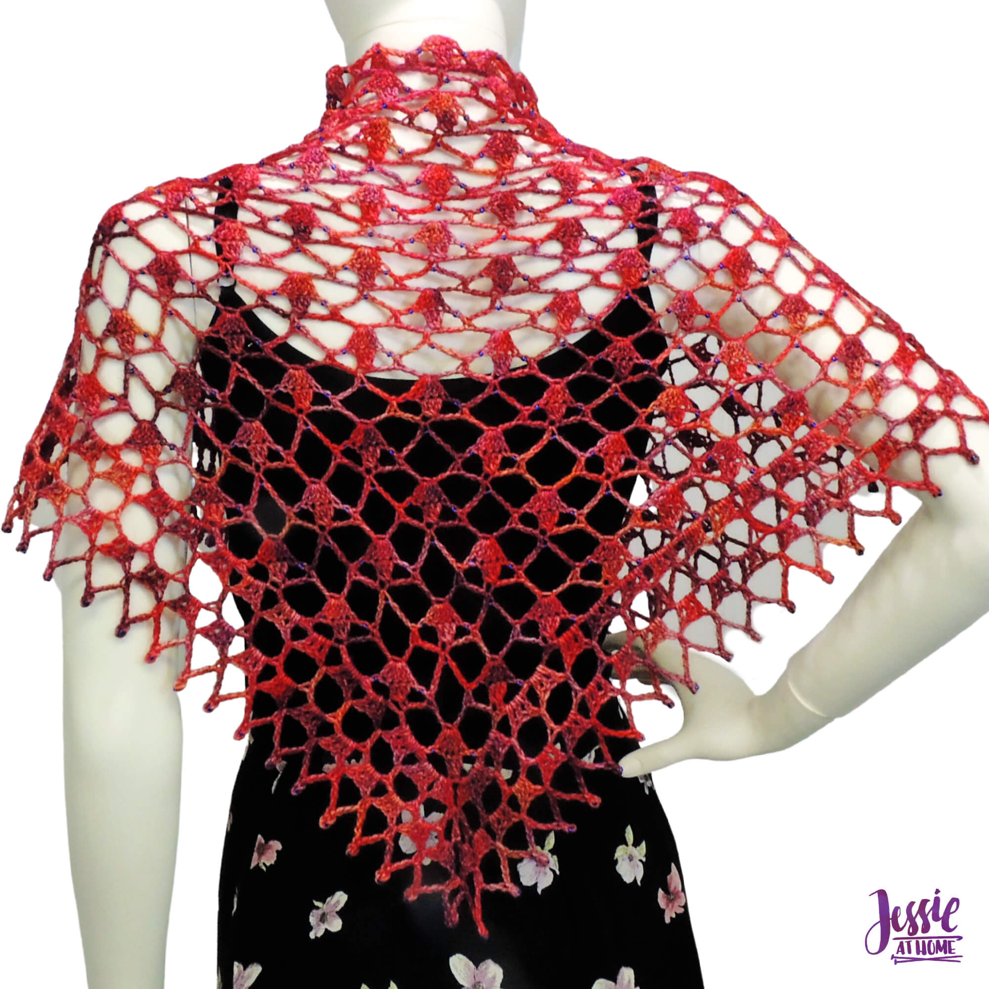 Fall Sparkles Shawl - beaded crochet shawl pattern - Jessie At Home