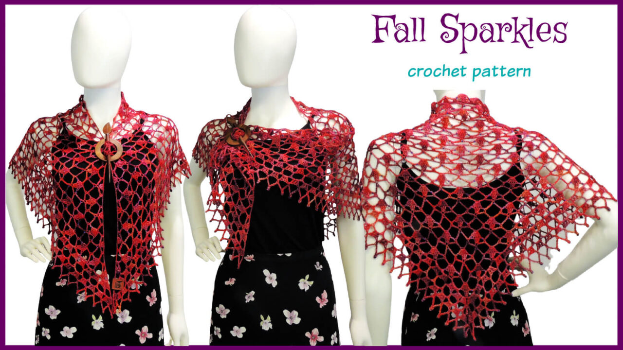 Fall Sparkles Shawl - beaded crochet shawl pattern - Jessie At Home