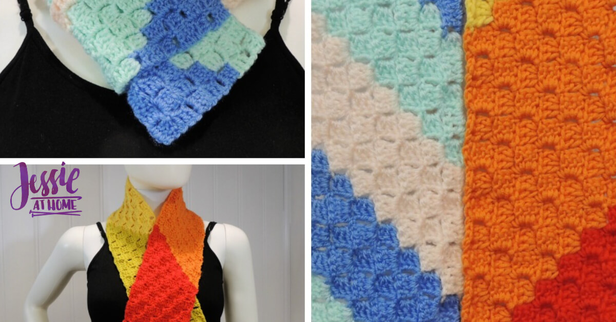 Scarf Squared - Double Crochet C2C Box Stitch Tutorial - Jessie At Home