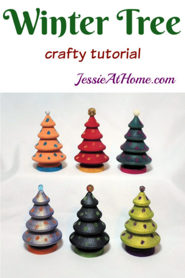 Winter Tree Craft - Mini wood trees with paint, flocking, and beads!