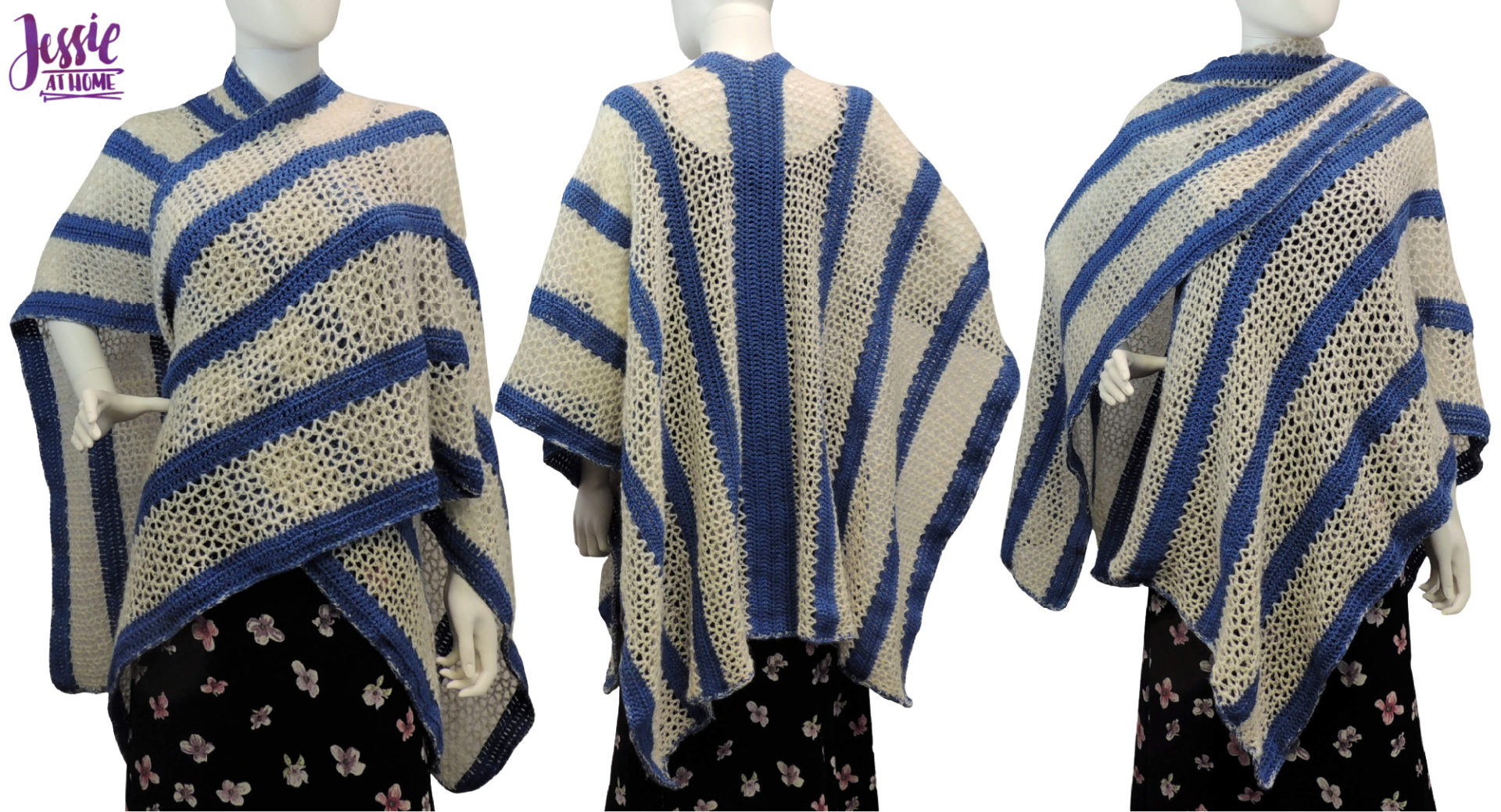 Blueberries and Cream - free crochet pattern for a fabulous ruana wrap ...