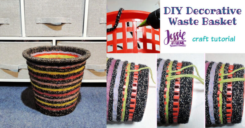 DIY Decorative Waste Basket Tutorial - Yarn Everywhere! - Jessie At Home