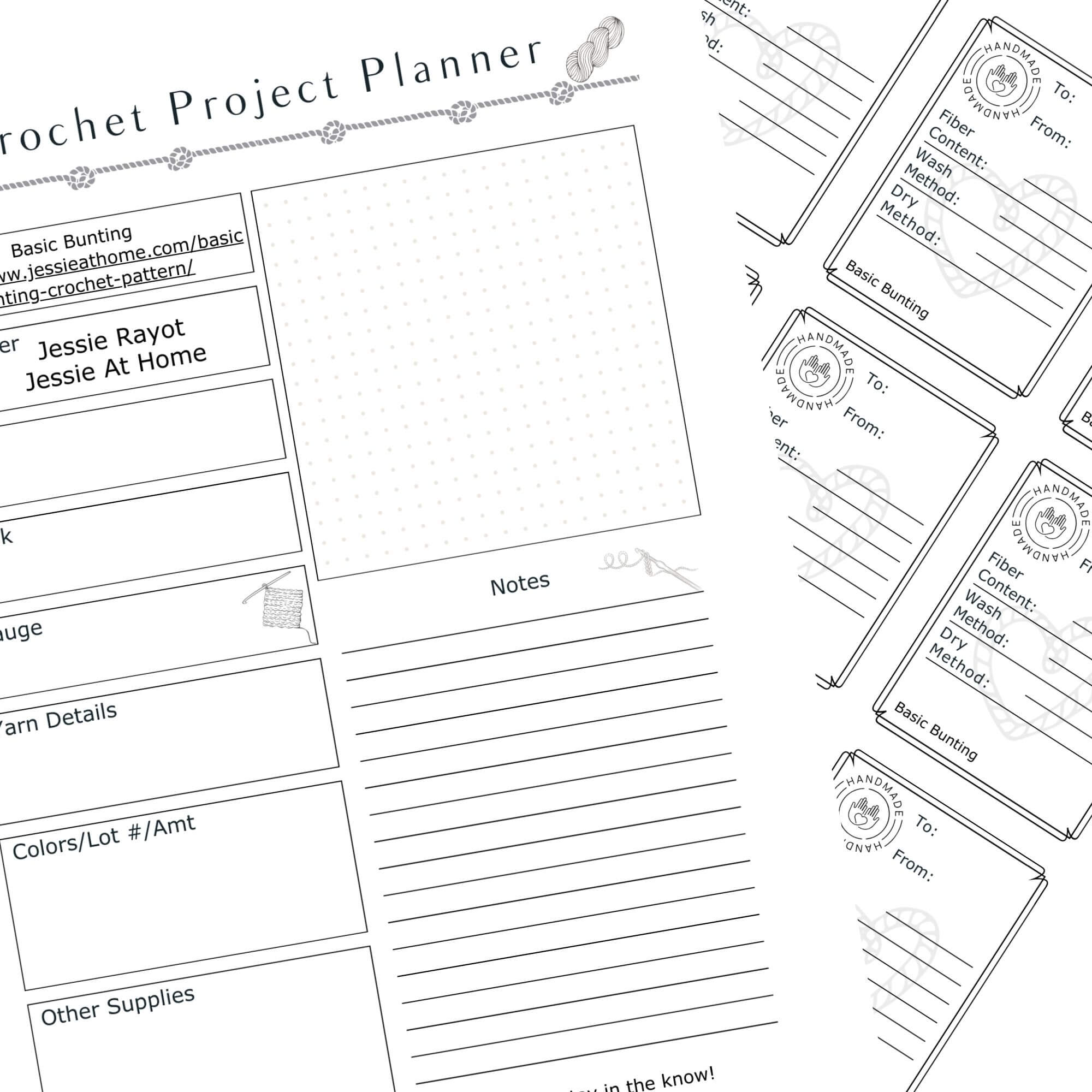 Basic Bunting Crochet Pattern Project Page and Gift Tags – Jessie At Home